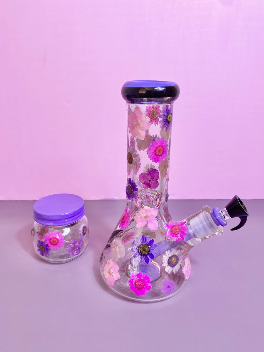 Flower Bong | Purple and Hot Pink Floral Beaker – Krismaris