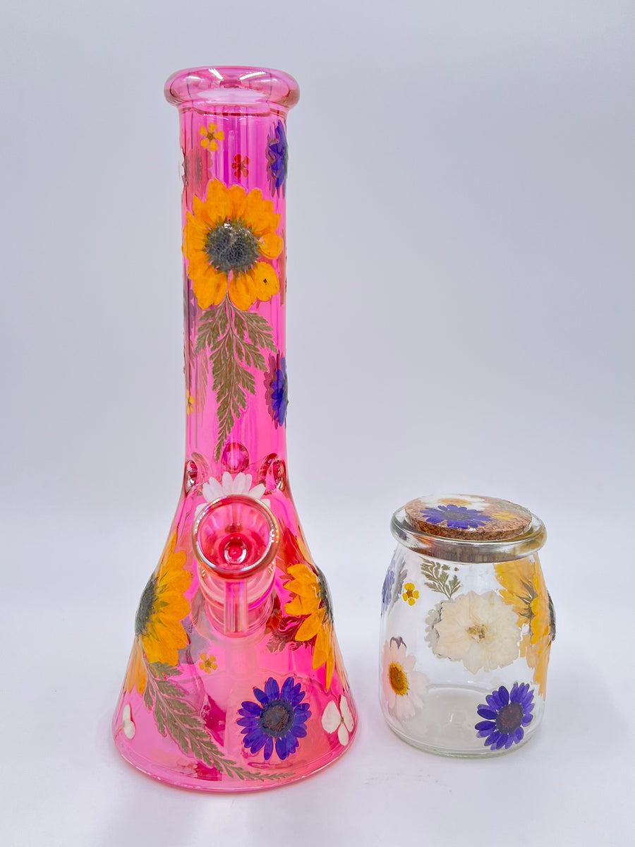 Hot Pink Floral Beaker – Krismaris