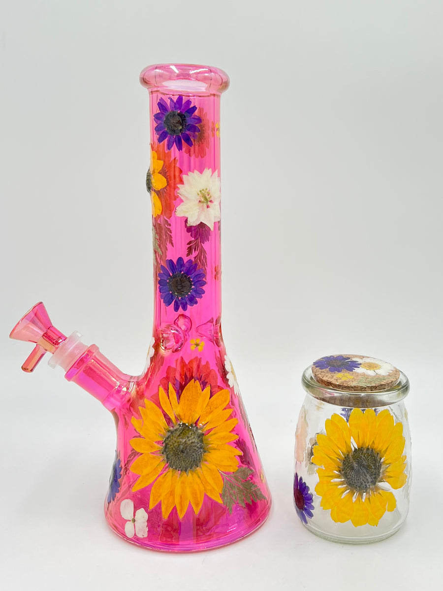 Hot Pink Floral Beaker – Krismaris